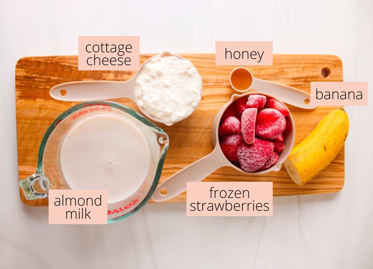 Strawberry Banana Cottage Cheese Smoothie (High Protein) - The Balanced ...