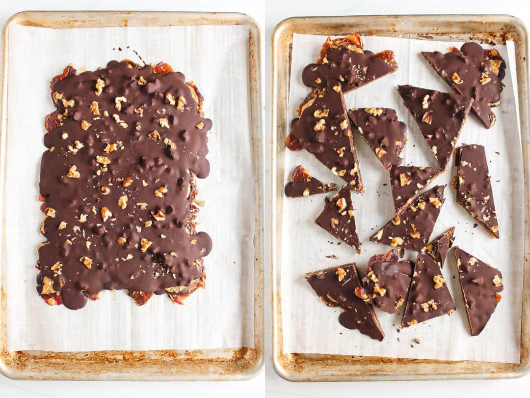 Easy Chocolate Date Bark with Peanut Butter (Viral Recipe) - The Balanced Nutritionist