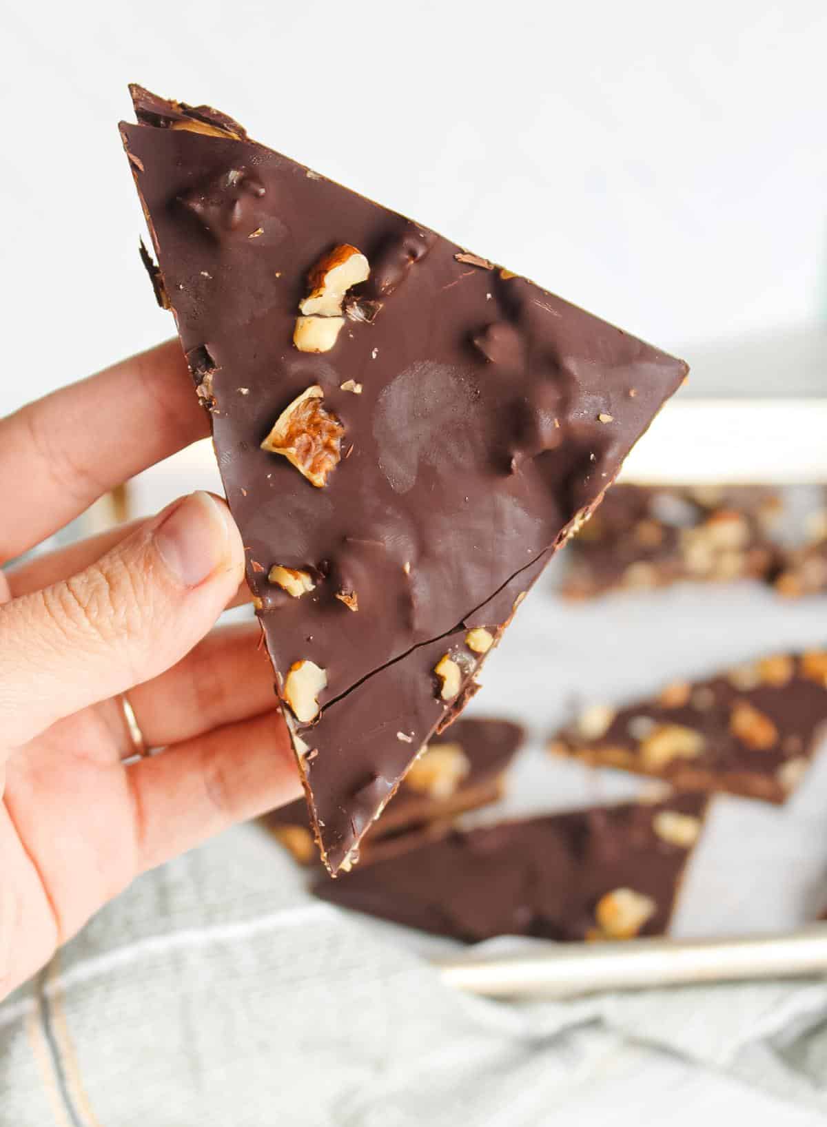 Easy Chocolate Date Bark with Peanut Butter (Viral Recipe) - The Balanced Nutritionist