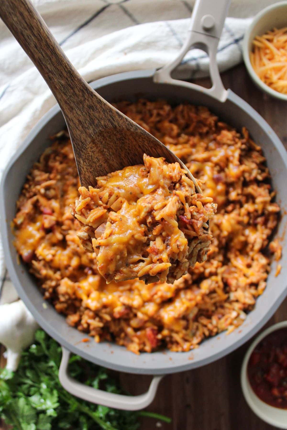 Cheesy Taco Rice Skillet (One Pot) - The Balanced Nutritionist