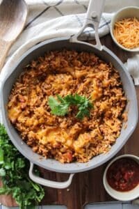 Cheesy Taco Rice Skillet (One Pot) - The Balanced Nutritionist