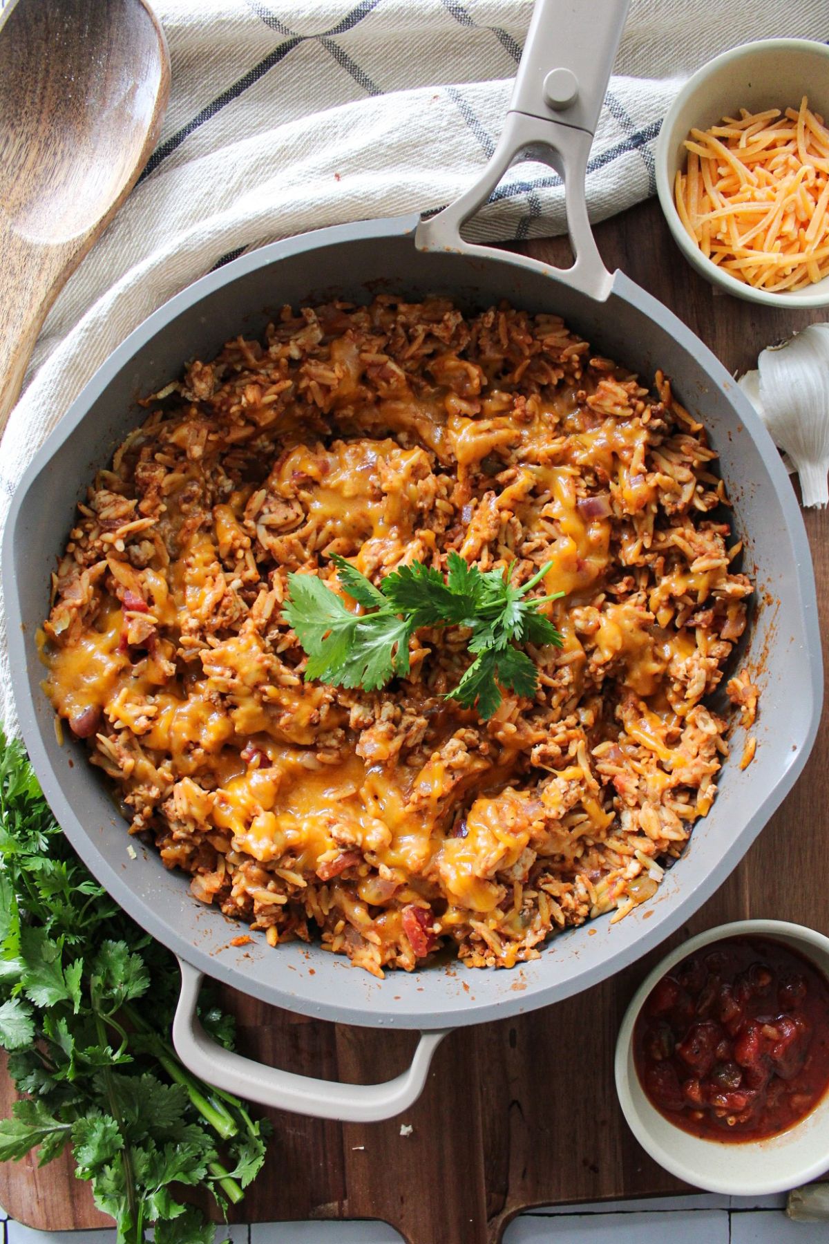 Cheesy Taco Rice Skillet (One Pot) - The Balanced Nutritionist