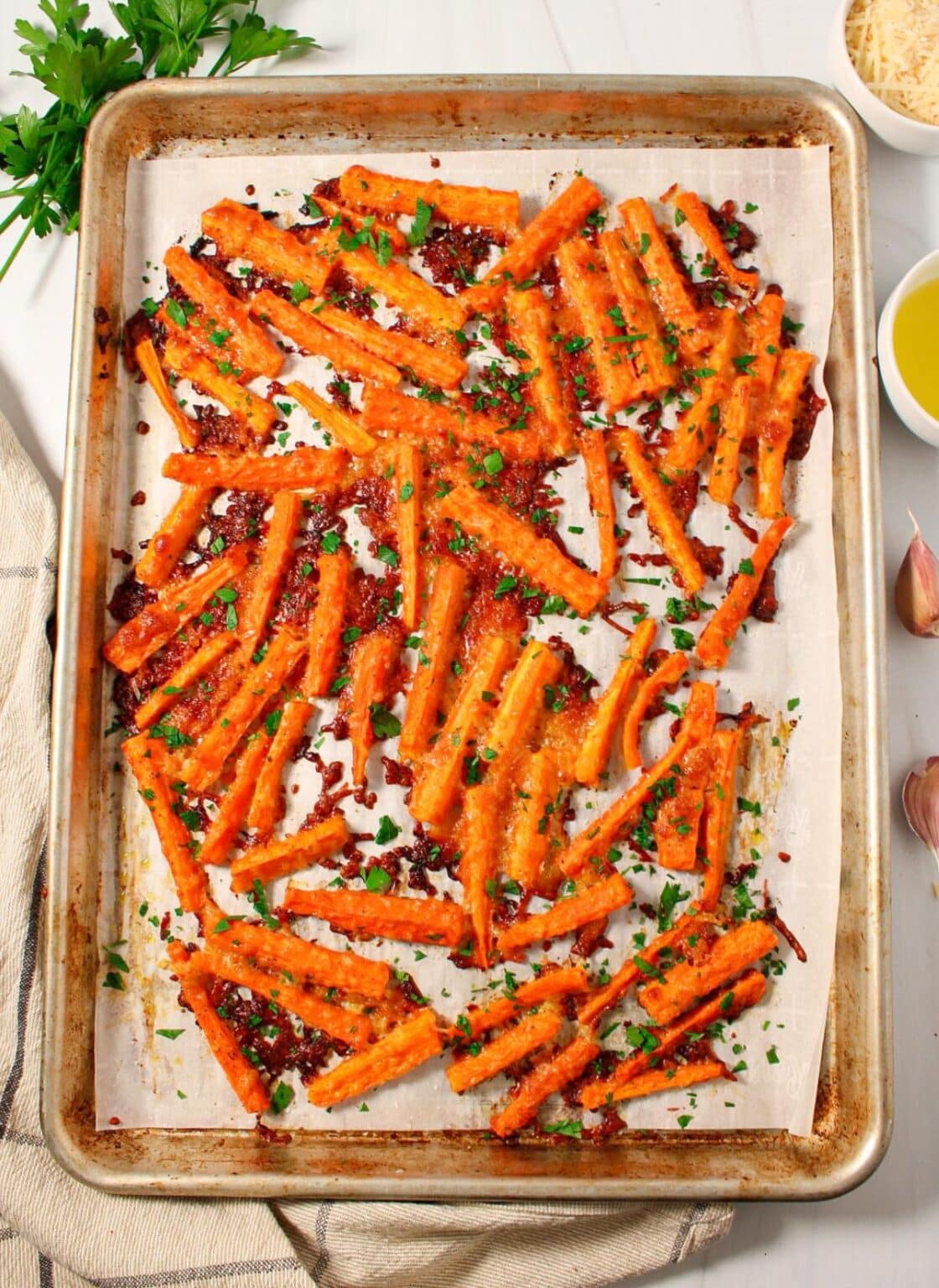 Crispy Parmesan Carrot Sticks - The Balanced Nutritionist