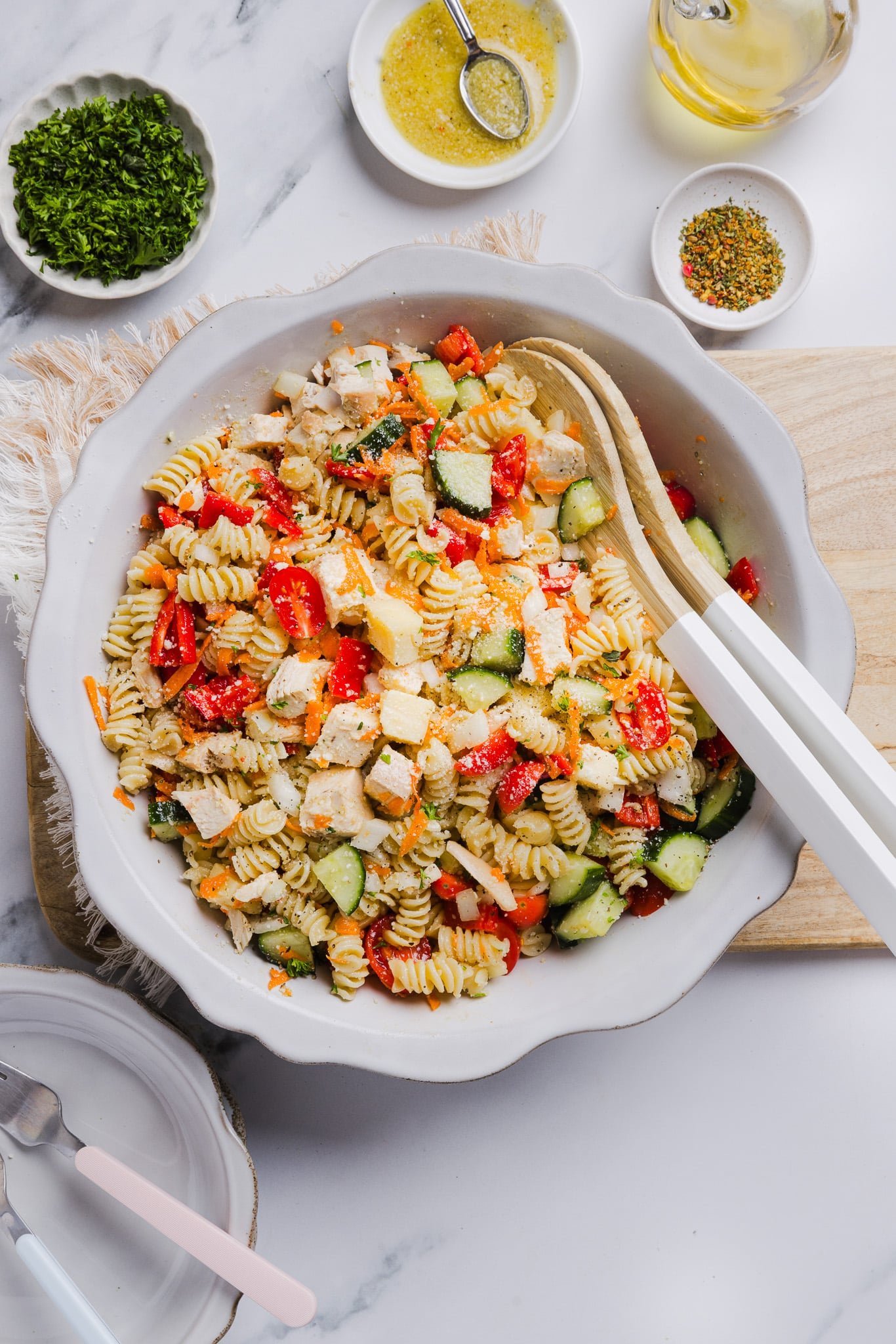 High Protein Pasta Salad - The Balanced Nutritionist