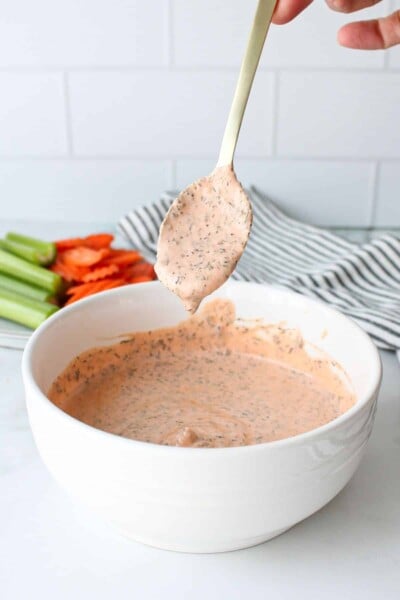 Buffalo Ranch Sauce (Dressing or Dip!) - The Balanced Nutritionist