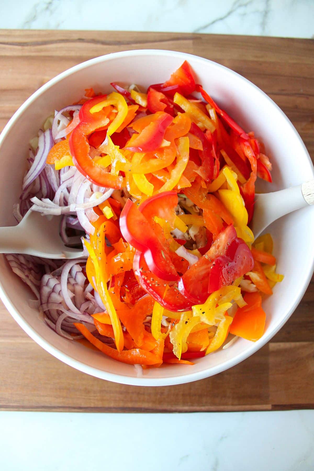 Sweet & Tangy Bell Pepper Slaw - The Balanced Nutritionist