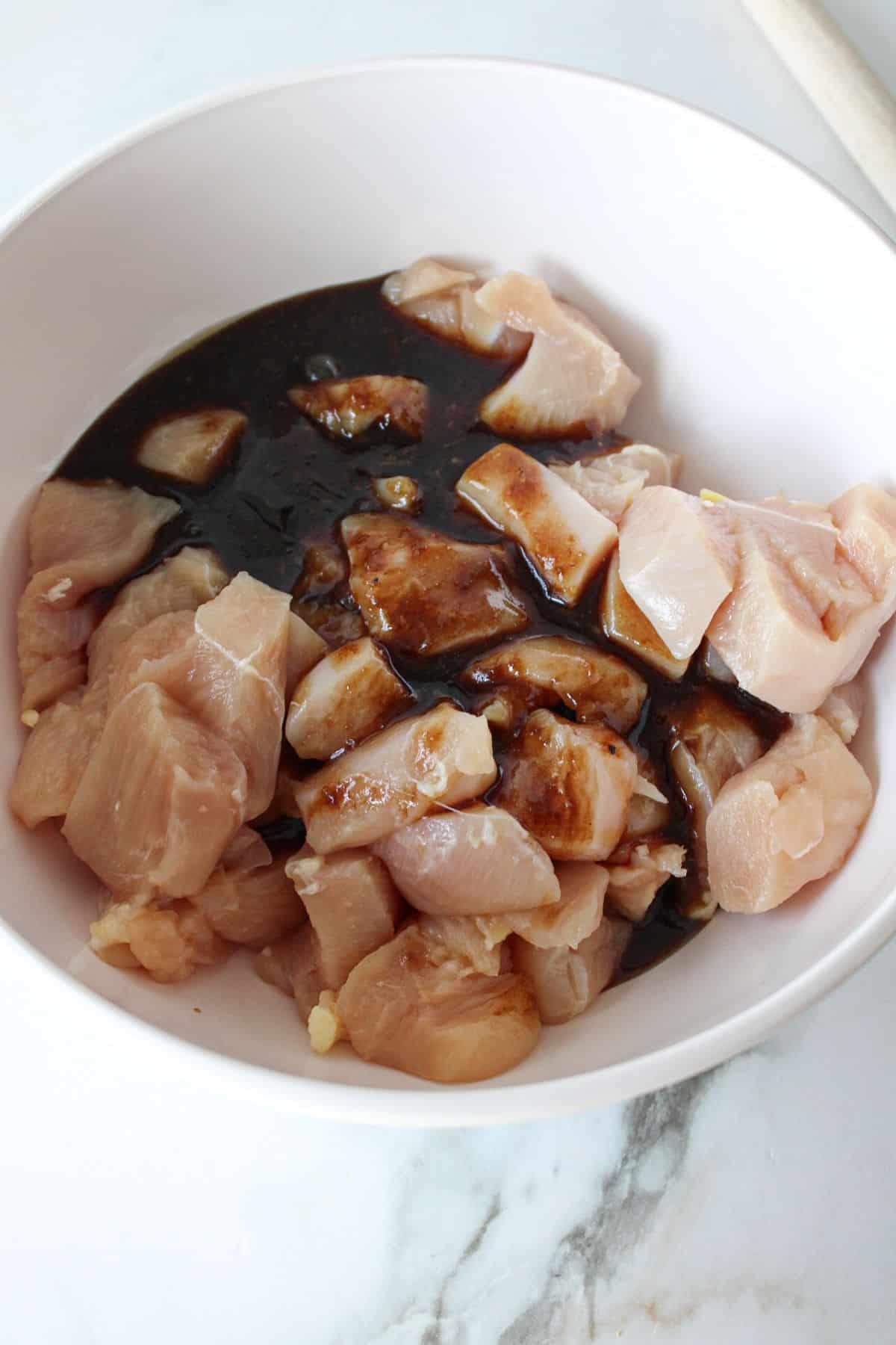 Quick + Easy Honey Garlic Chicken Cubes - The Balanced Nutritionist
