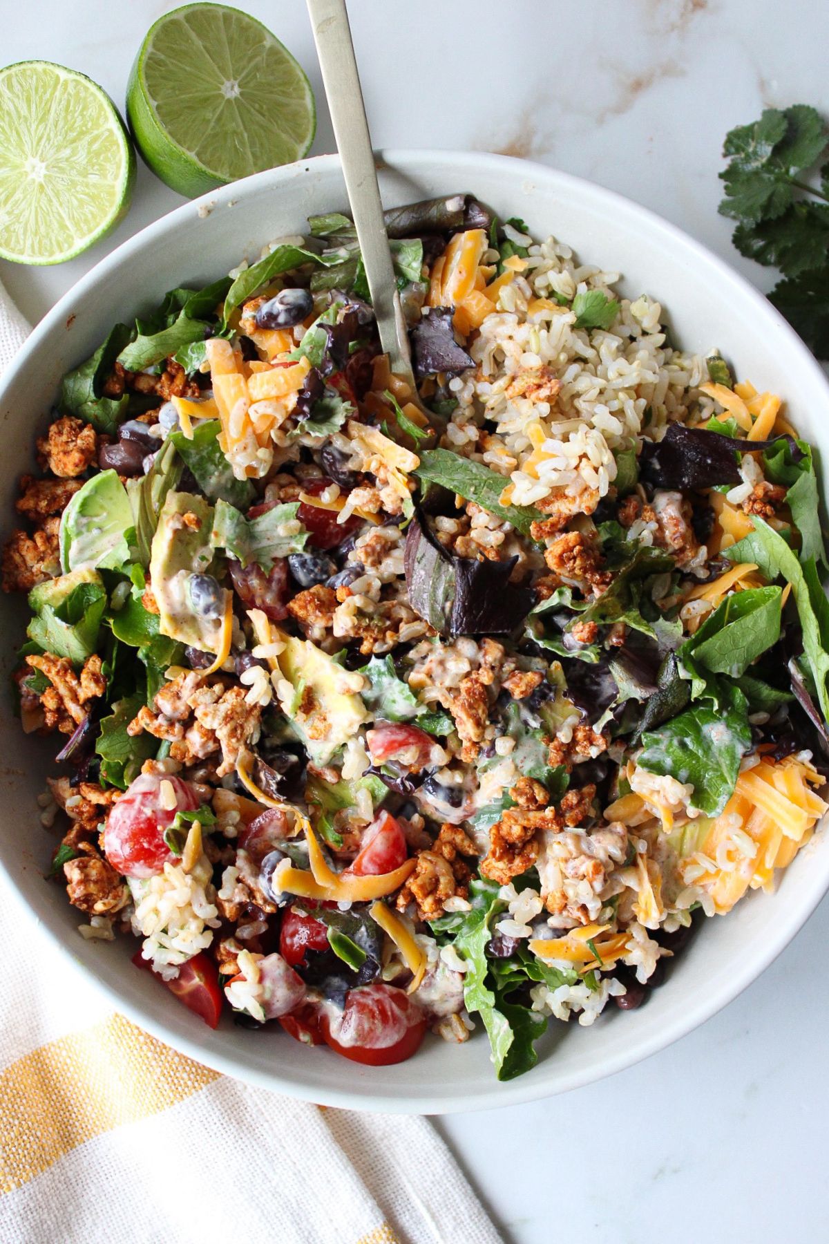 Easy Healthy Taco Rice Bowl - The Balanced Nutritionist