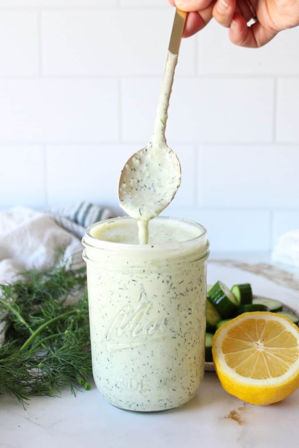 Greek Yogurt Cucumber Ranch Dressing - The Balanced Nutritionist