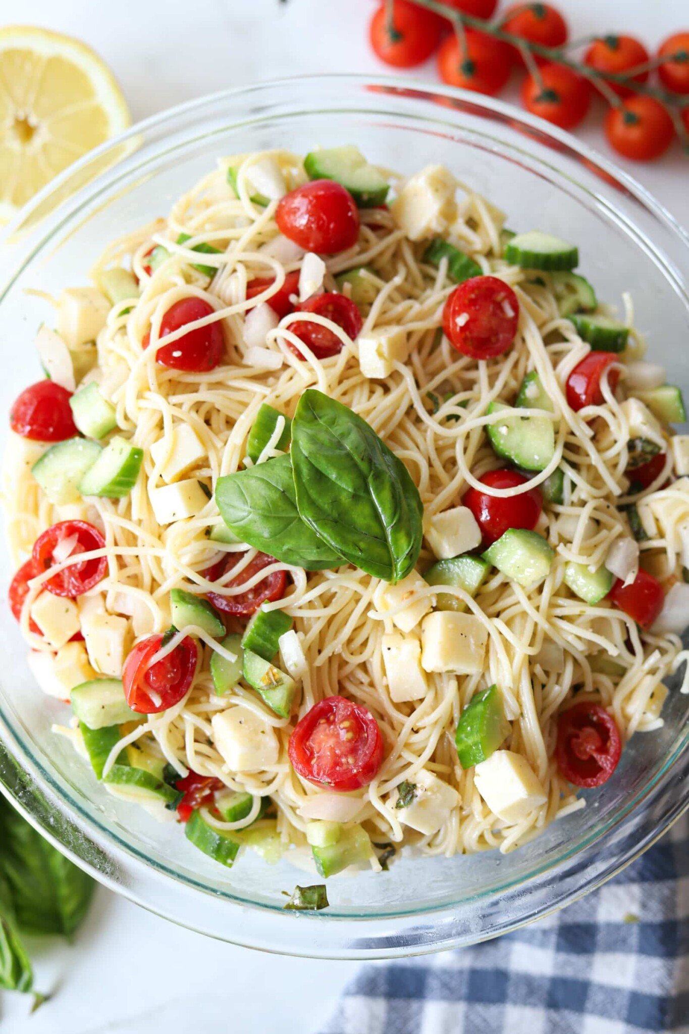 Angel Hair Pasta Salad with Lemon Parmesan Vinaigrette - The Balanced ...