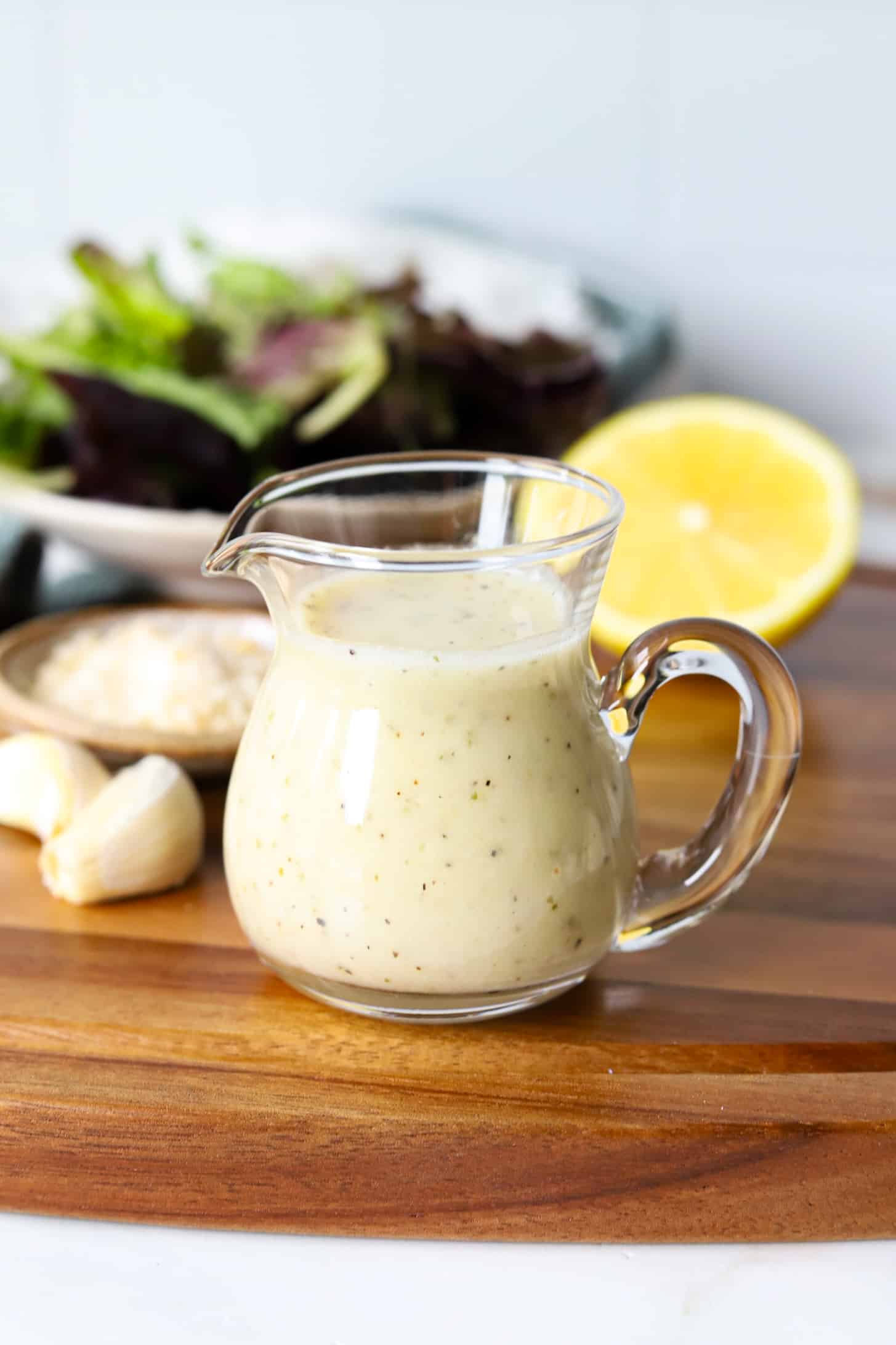 Easy Garlic Parmesan Dressing - The Balanced Nutritionist