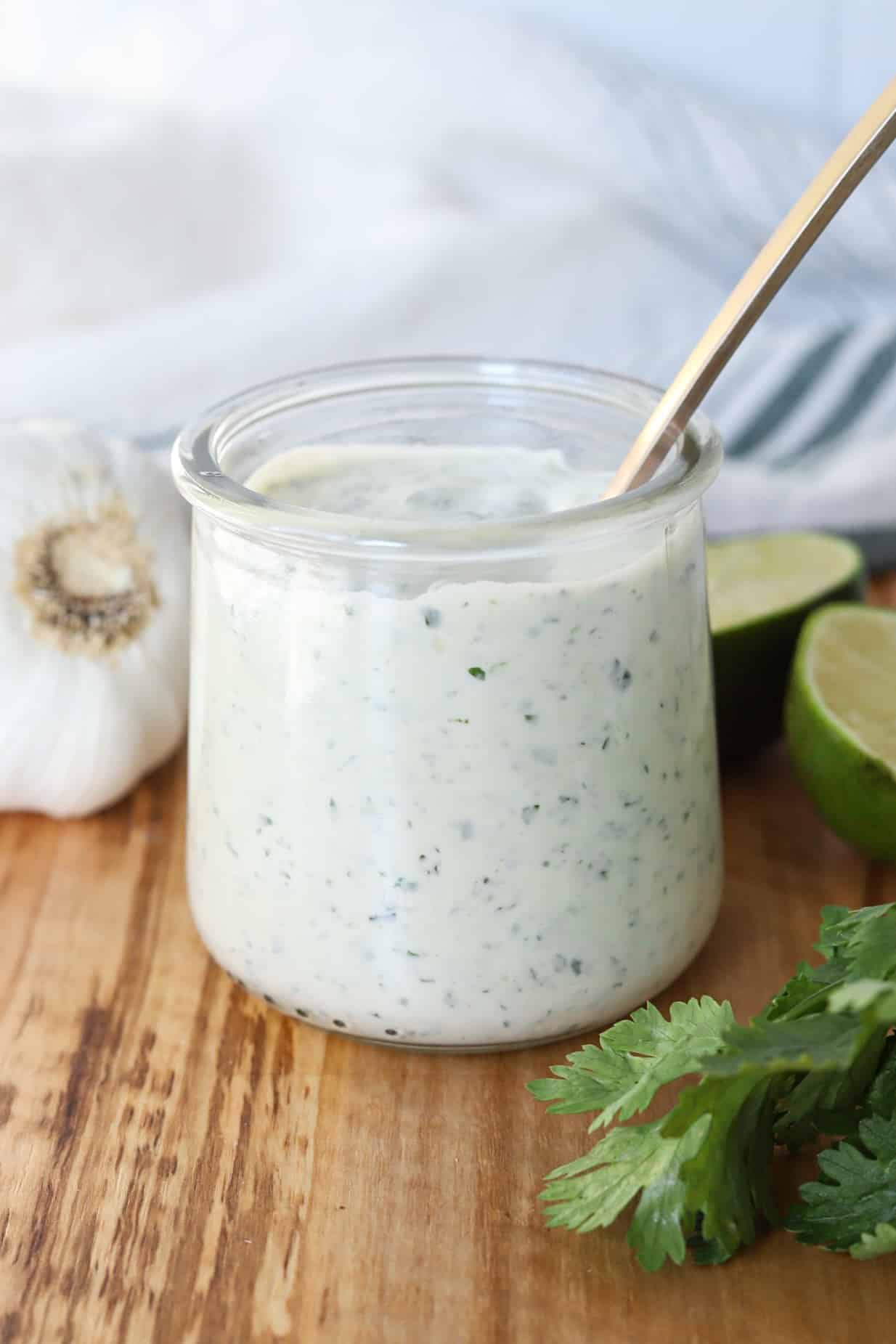 Creamy Garlic Cilantro Sauce - The Balanced Nutritionist