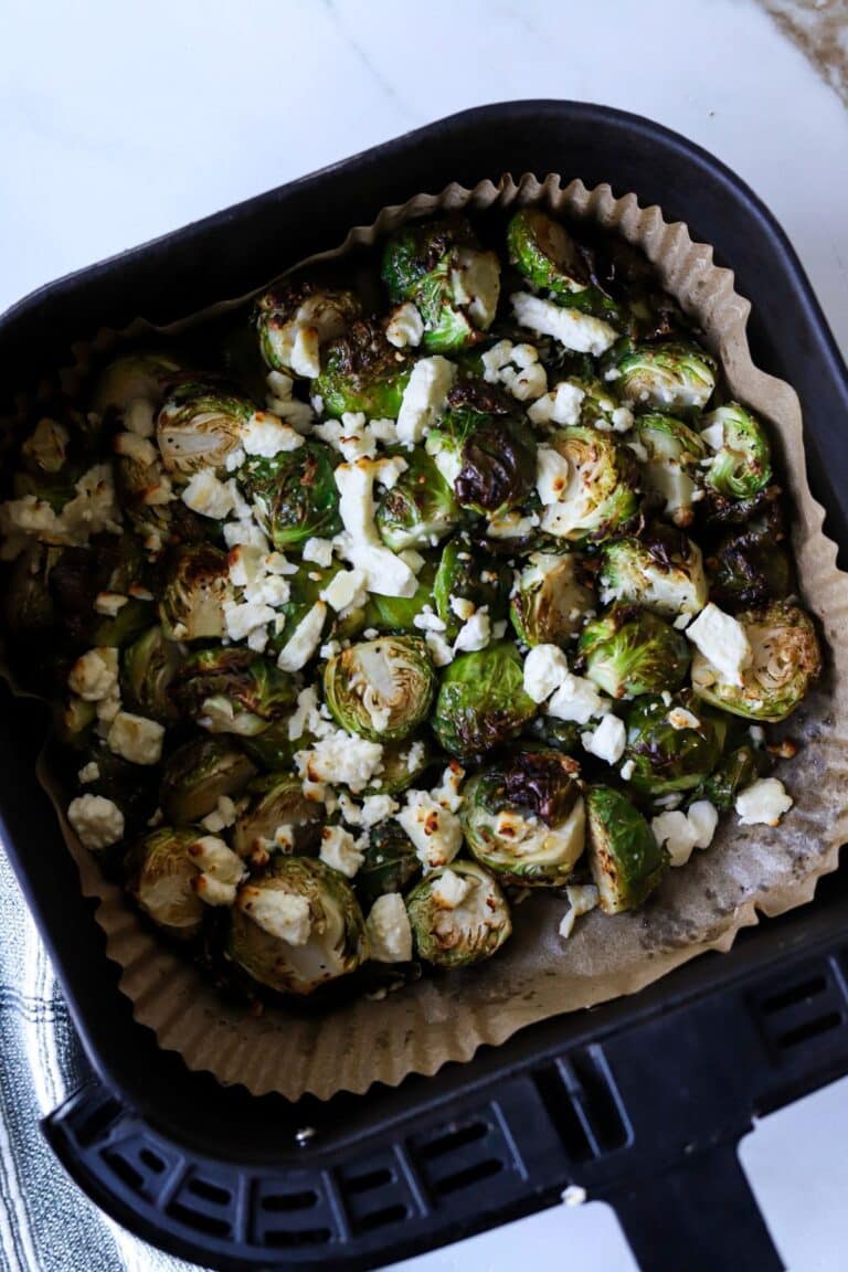 Crispy Feta Brussels Sprouts with Balsamic - The Balanced Nutritionist
