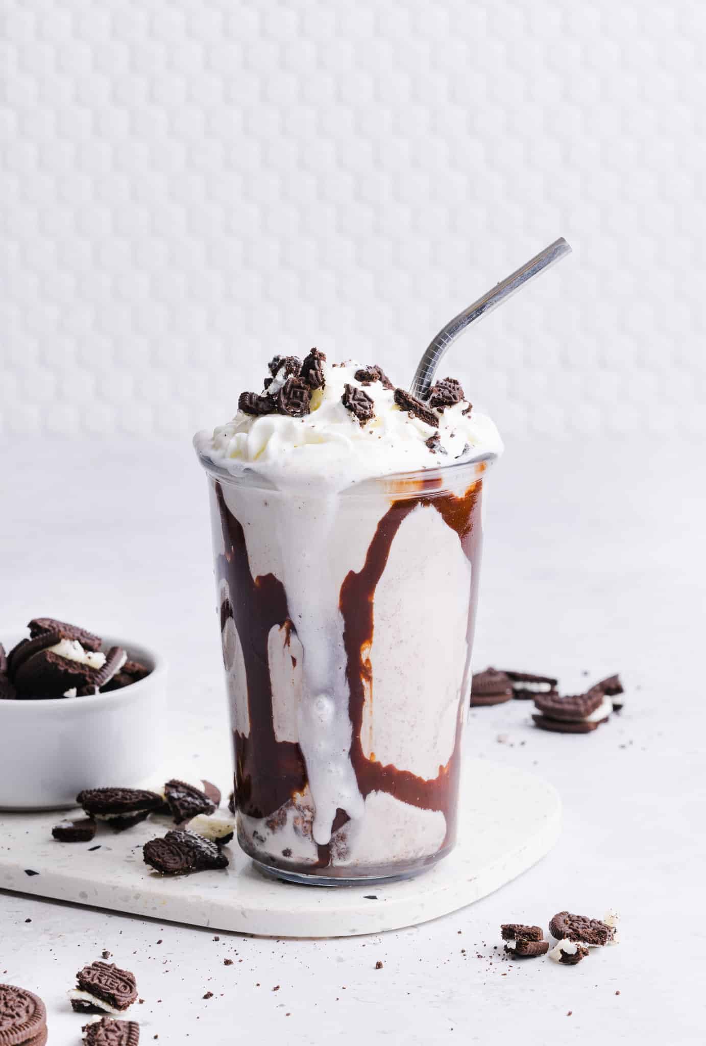 Ninja Creami Oreo Shake (High Protein) - The Balanced Nutritionist