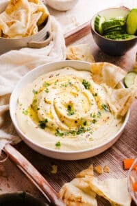 Easy Creamy High Protein Hummus - The Balanced Nutritionist