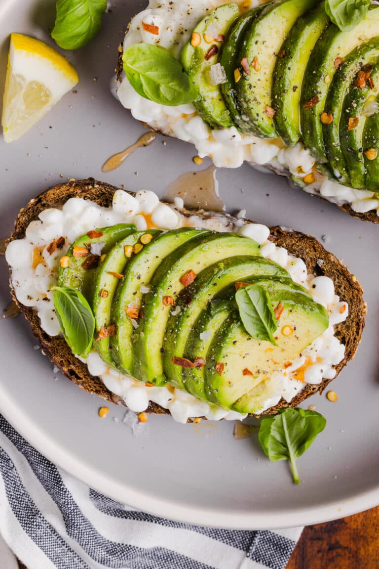 High Protein Cottage Cheese Avocado Toast - The Balanced Nutritionist