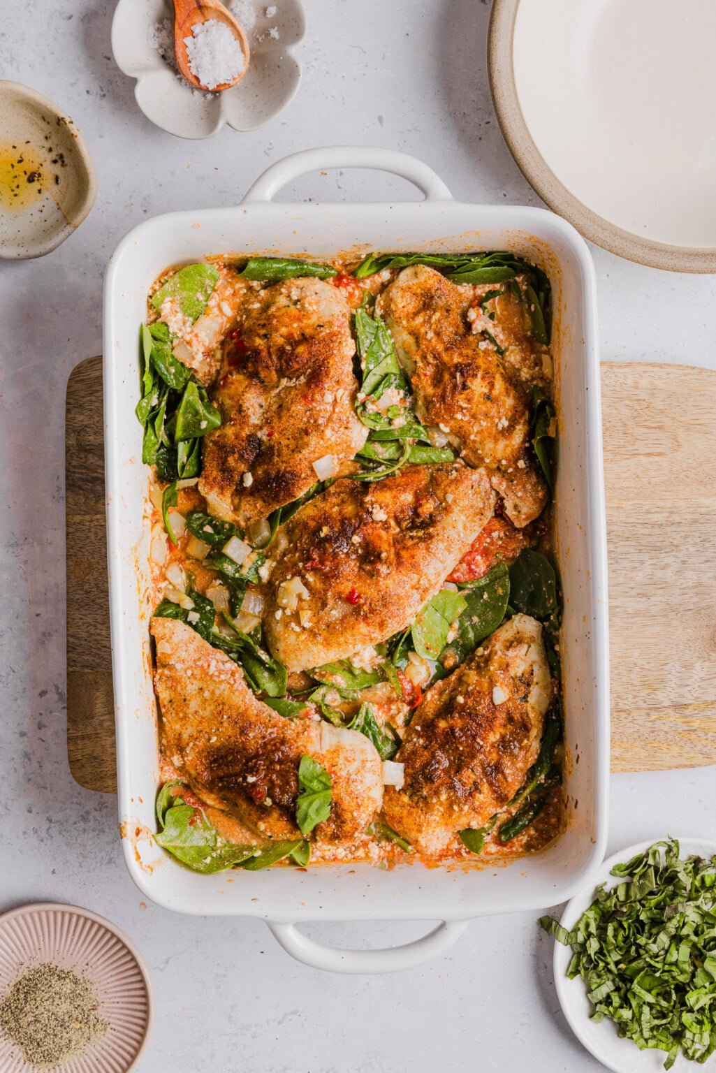 Creamy Feta Chicken Bake with Spinach - The Balanced Nutritionist