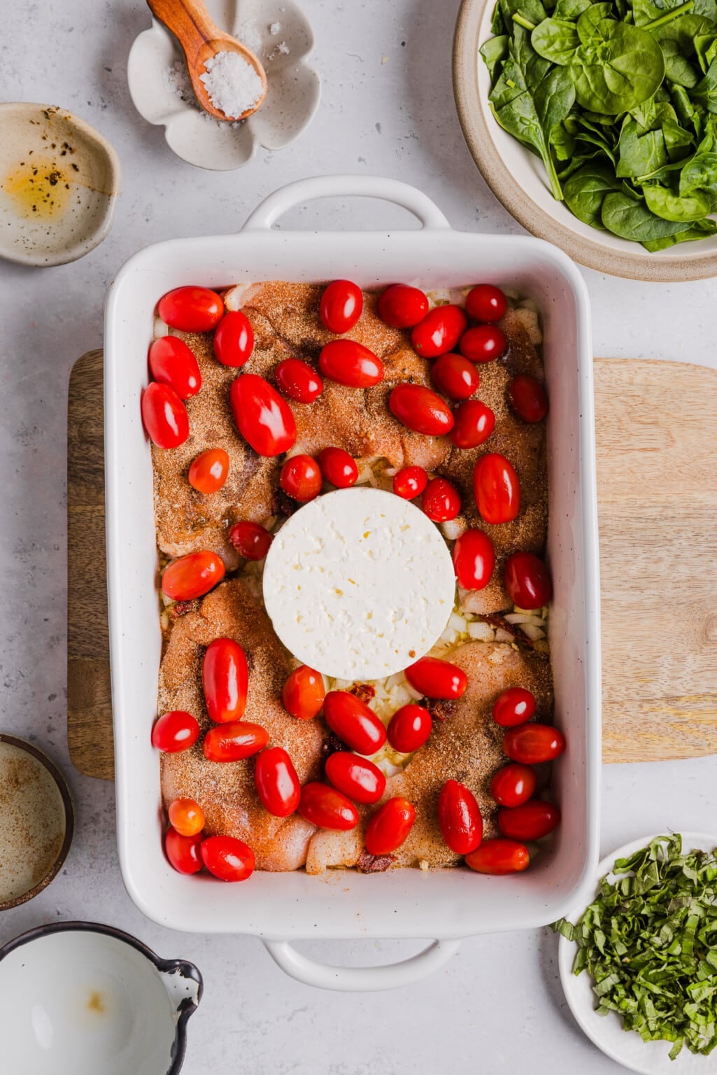 Creamy Feta Chicken Bake with Spinach - The Balanced Nutritionist