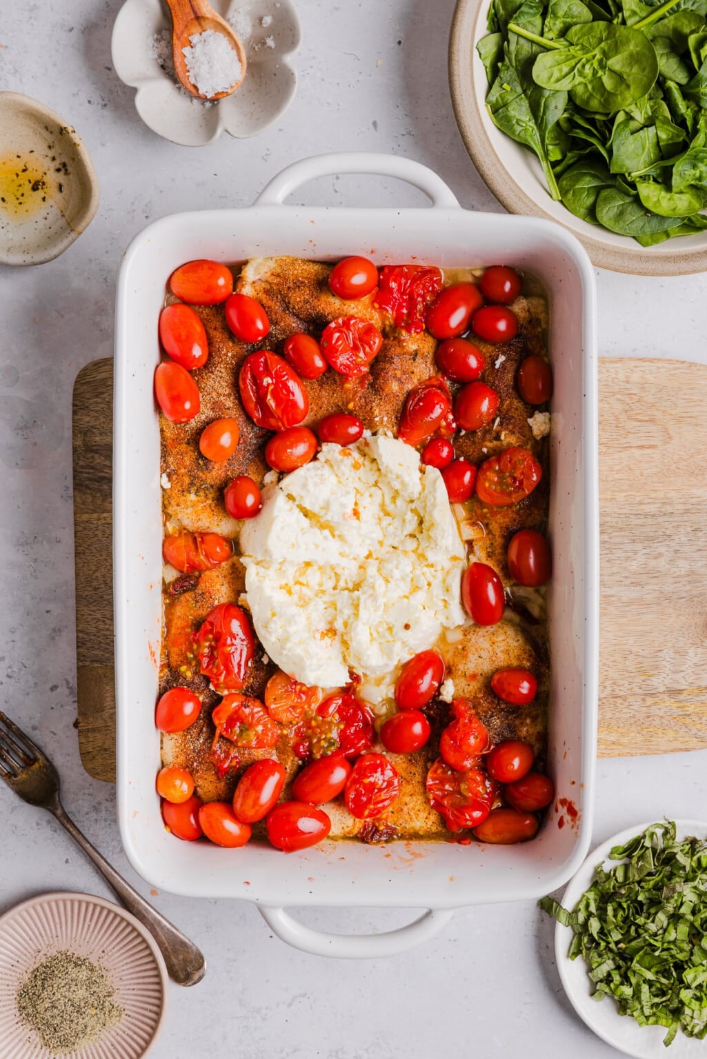 Creamy Feta Chicken Bake with Spinach - The Balanced Nutritionist