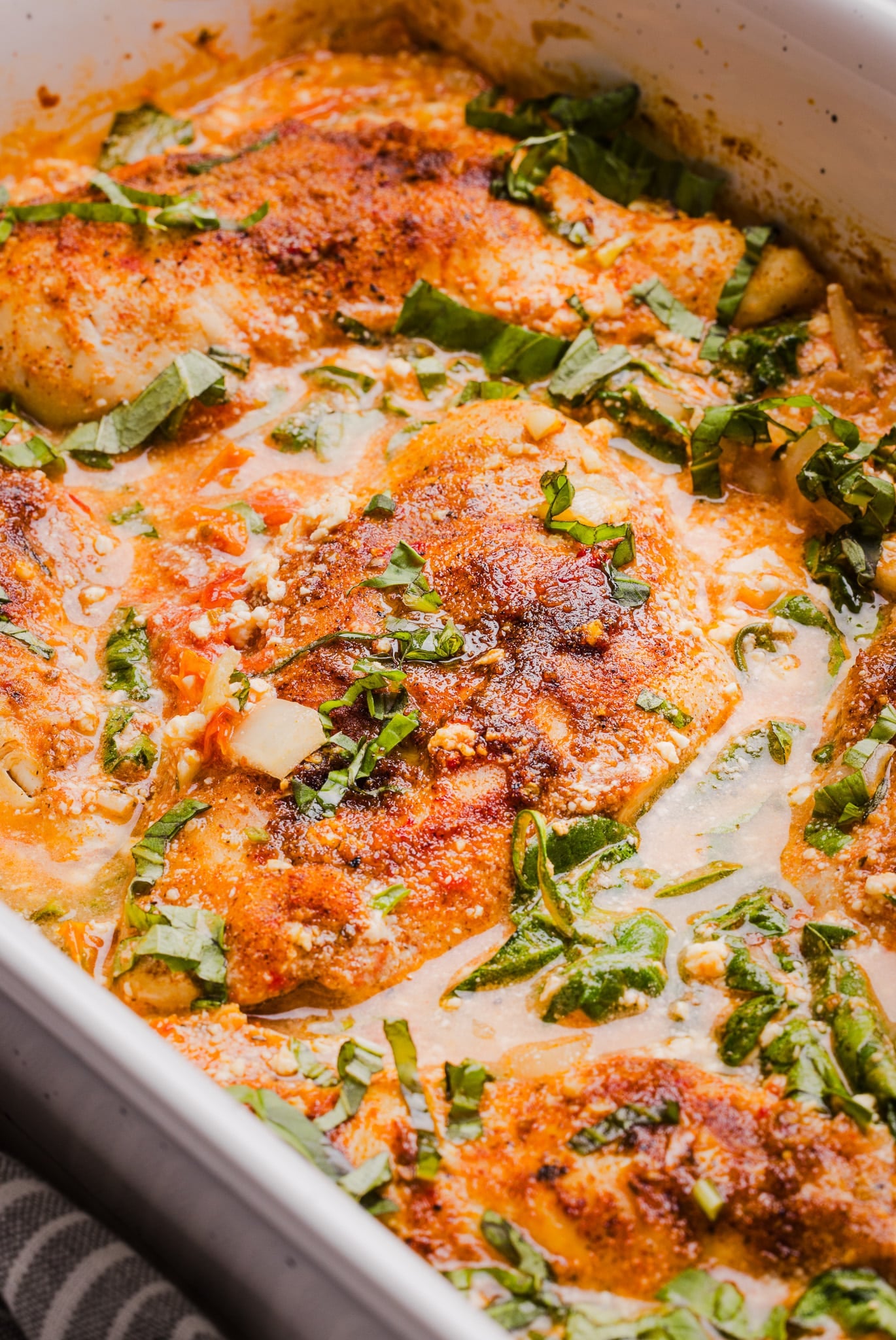 Creamy Feta Chicken Bake with Spinach - The Balanced Nutritionist