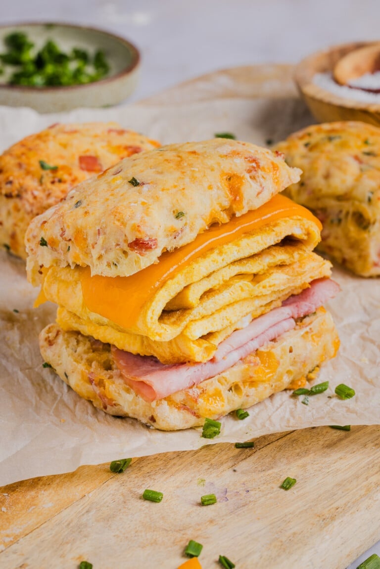Breakfast Protein Biscuits with Ham and Cheddar - The Balanced Nutritionist