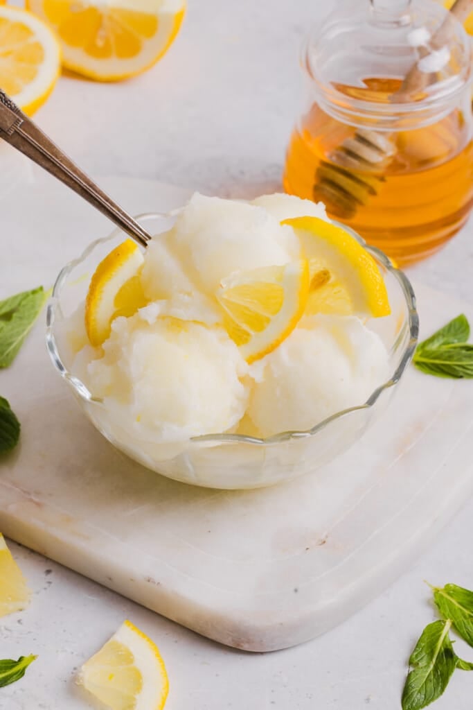 Ninja Creami Lemon Sorbet Recipe | The Balanced Nutritionist