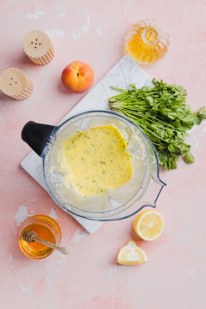 Easy Peach Vinaigrette | The Balanced Nutritionist