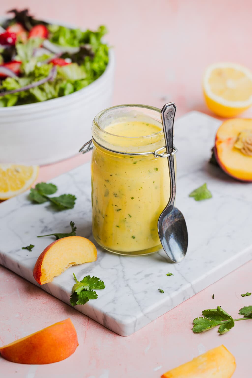 Easy Peach Vinaigrette | The Balanced Nutritionist