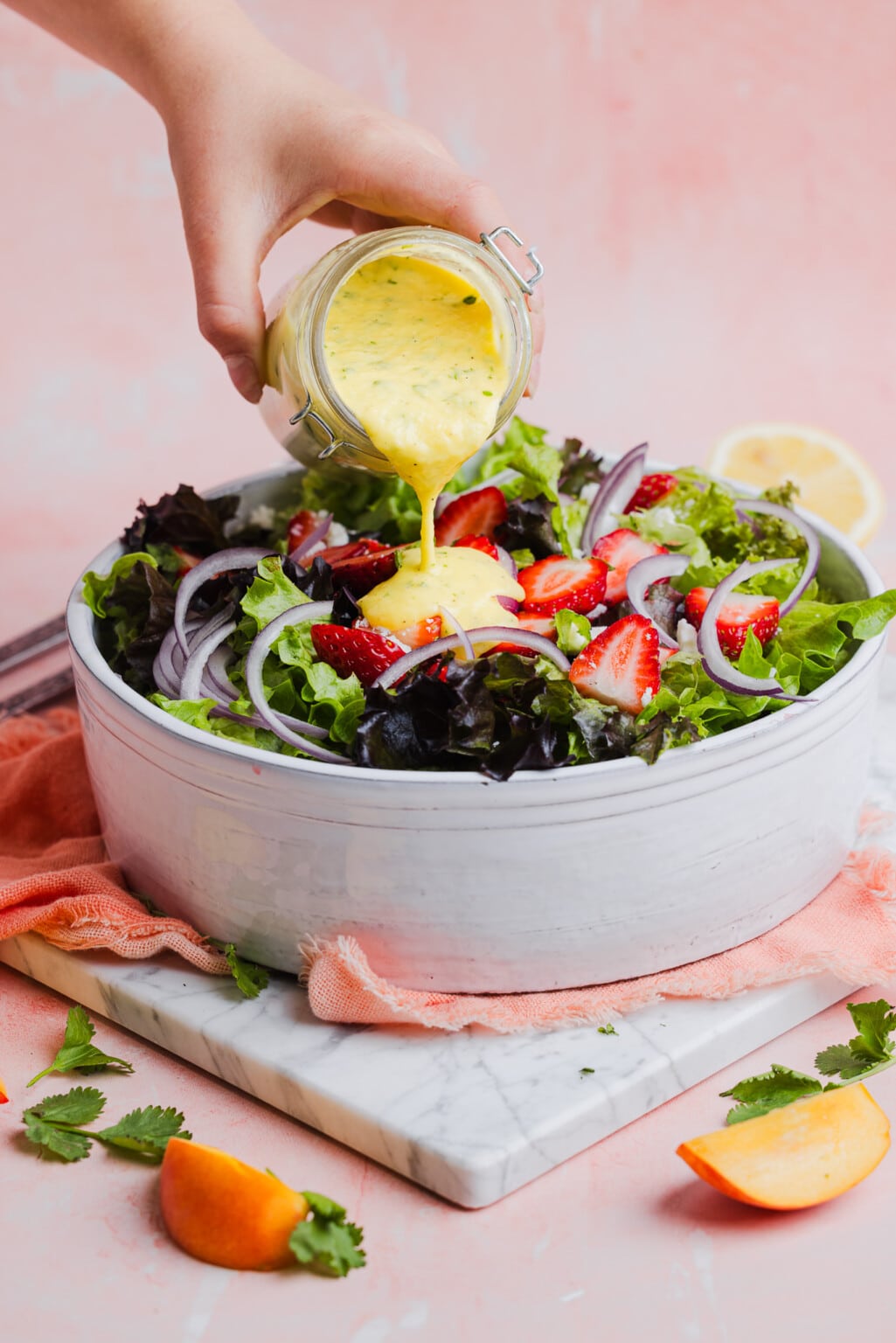 Easy Peach Vinaigrette | The Balanced Nutritionist