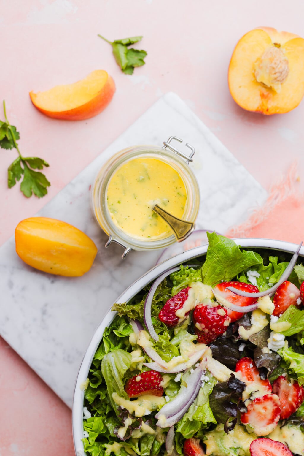 Easy Peach Vinaigrette | The Balanced Nutritionist